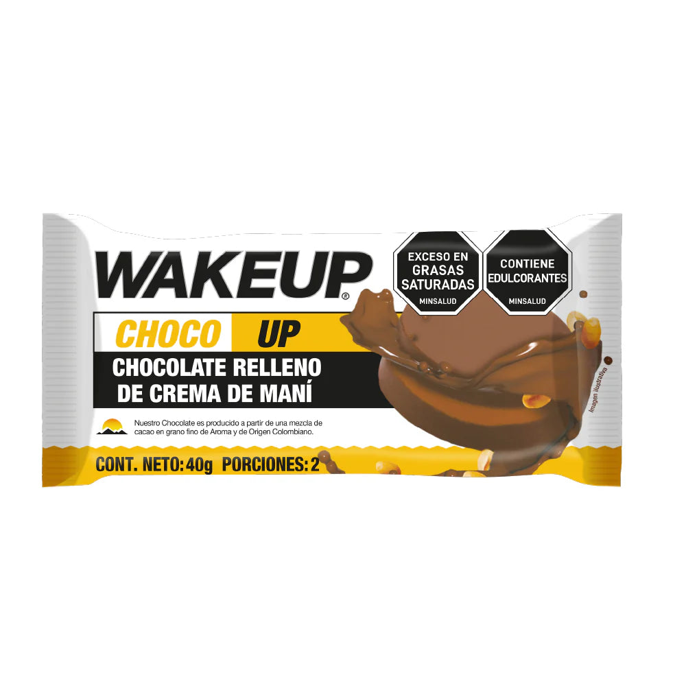 CHOCOLATE RELLENO DE CREMA DE MANI WAKE UP 40G – massnacks