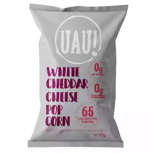 WHITE CHEDDAR CHEESE POP CORN 50G UAU – massnacks